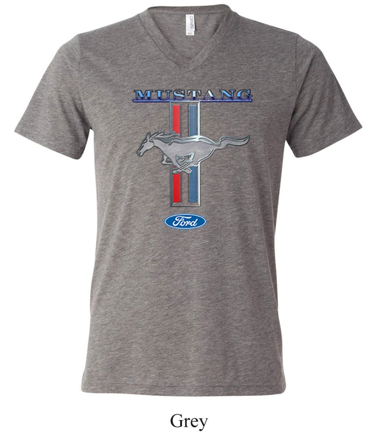 Men's Ford Mustang Shirt Mustang Stripe Tri Blend V-neck Tee T-shirt ...