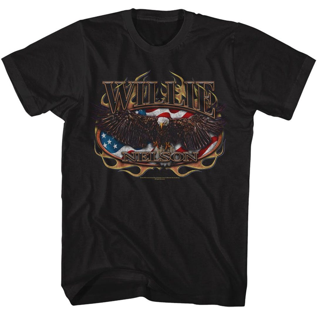 Willie Nelson Flag and Eagle Black Shirts - Etsy