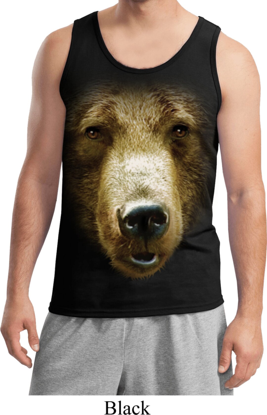 Men's Big Grizzly Bear Face Tank Top 17936D0-2200 - Etsy