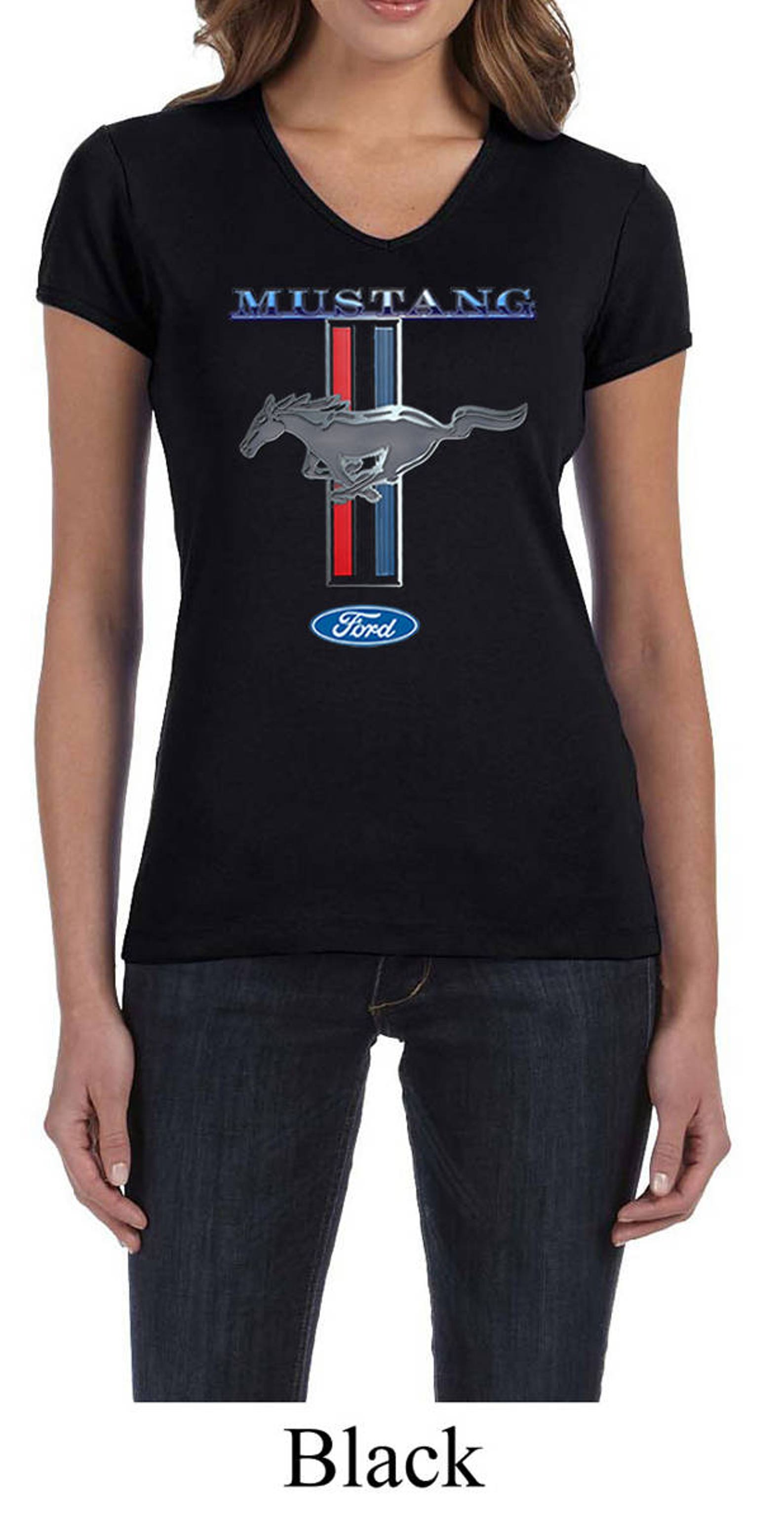 Ladies Ford Mustang Shirt Mustang Stripe V-neck Tee T-shirt - Etsy
