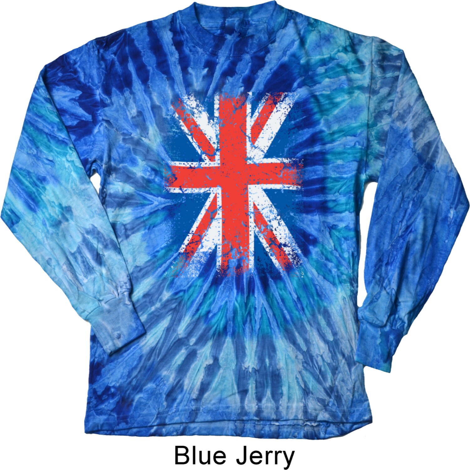 Distressed Union Jack Flag Adult Long Sleeve Tie Dye Tee - Etsy