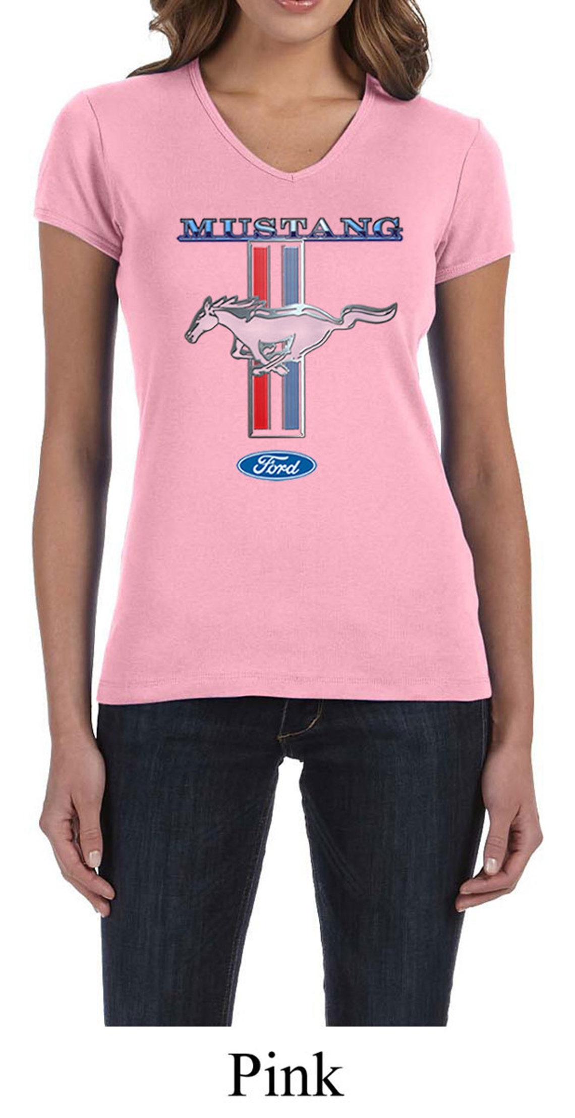 Ladies Ford Mustang Shirt Mustang Stripe V-neck Tee T-shirt - Etsy