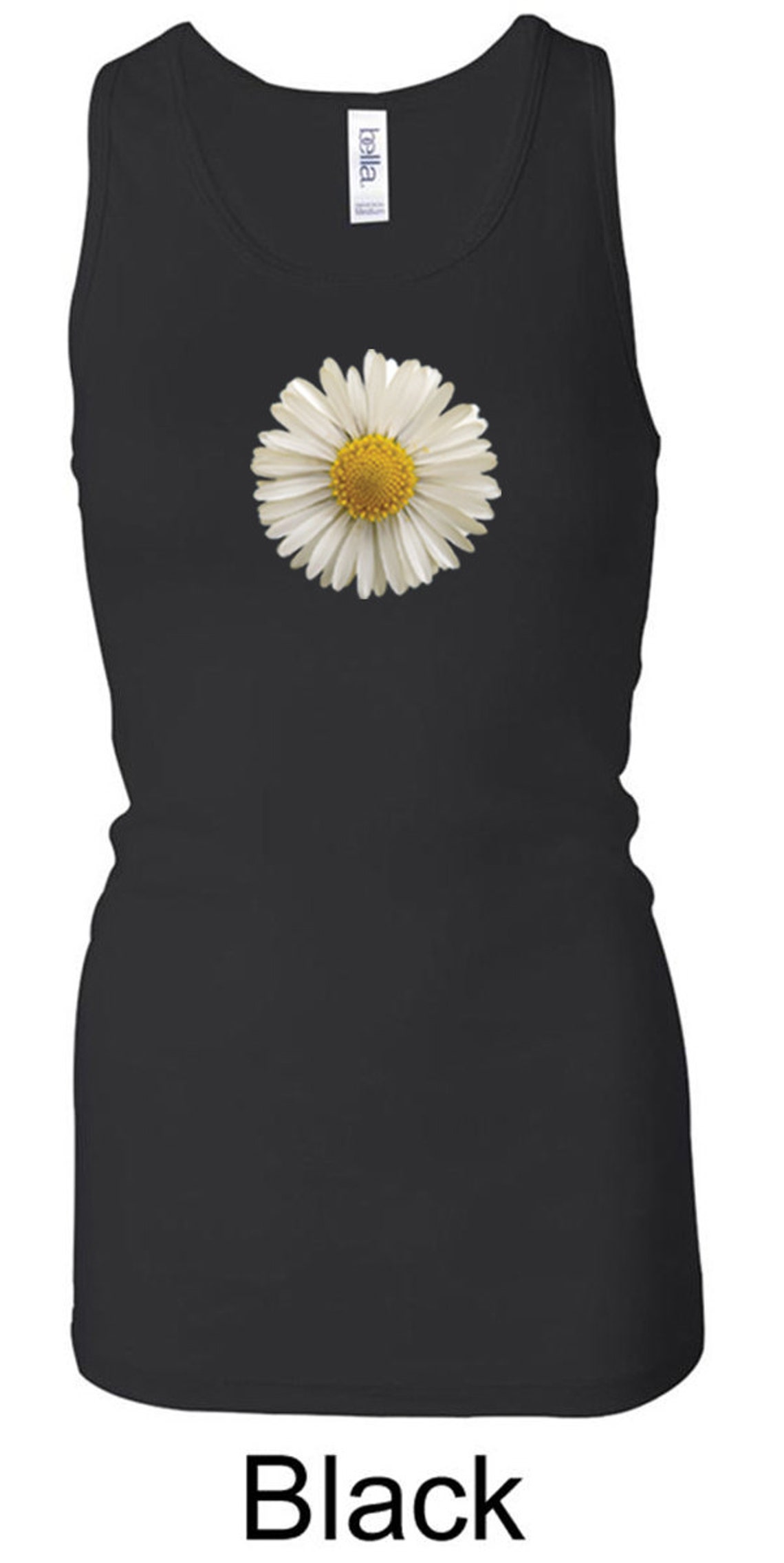 Ladies Flower Tanktop White Daisy Longer Length Racerback Tank - Etsy