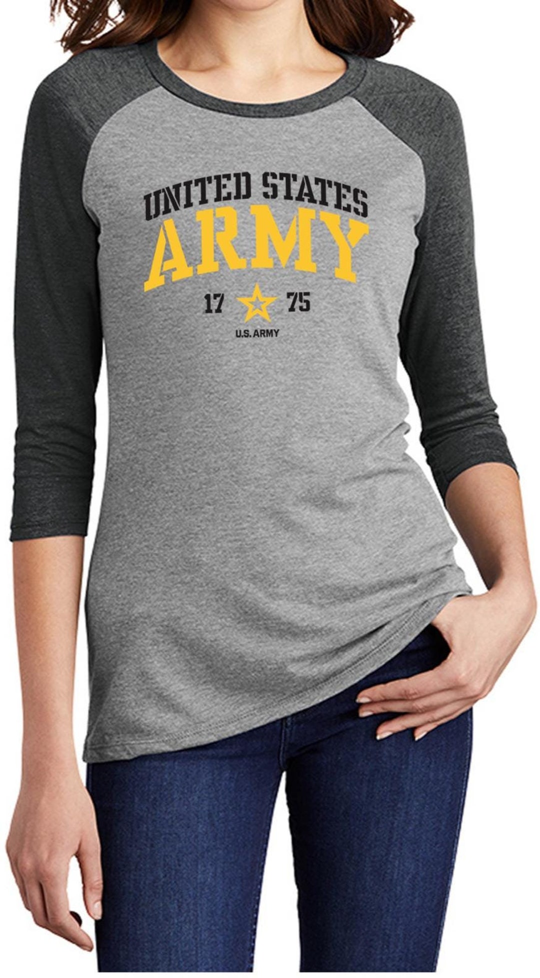 U.S. Army 1775 Women's Black/grey Perfect Triblend 3/4-sleeve Raglan ...