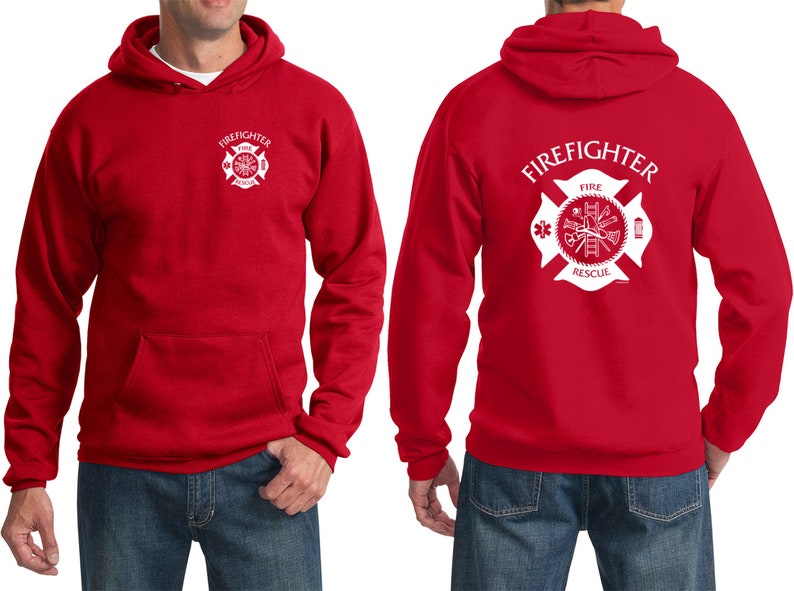 Firefighter Fire Rescue Front & Back Print Adult Unisex Hoodie 22933EL2 ...