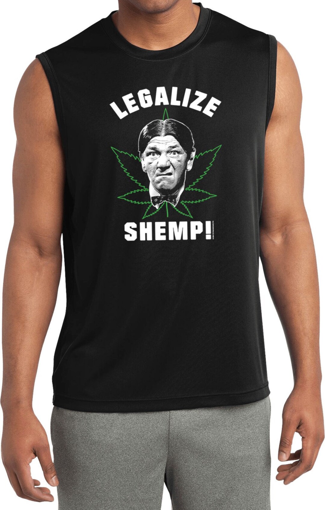 The Three Stooges Legalize Shemp Men's Black Sleeveless Moisture ...