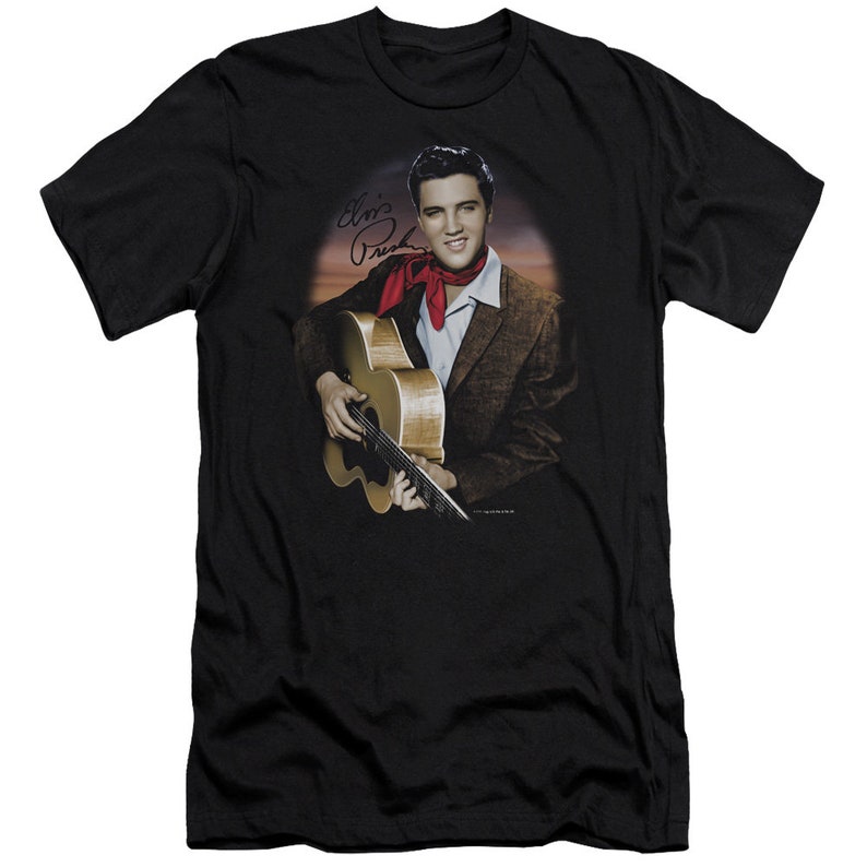 Elvis Presley Red Scarf and Guitar Black Shirts | Etsy