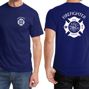 Firefighter Fire Rescue Front & Back Print Tee T-shirt 2293EL2-FB-PC61 ...