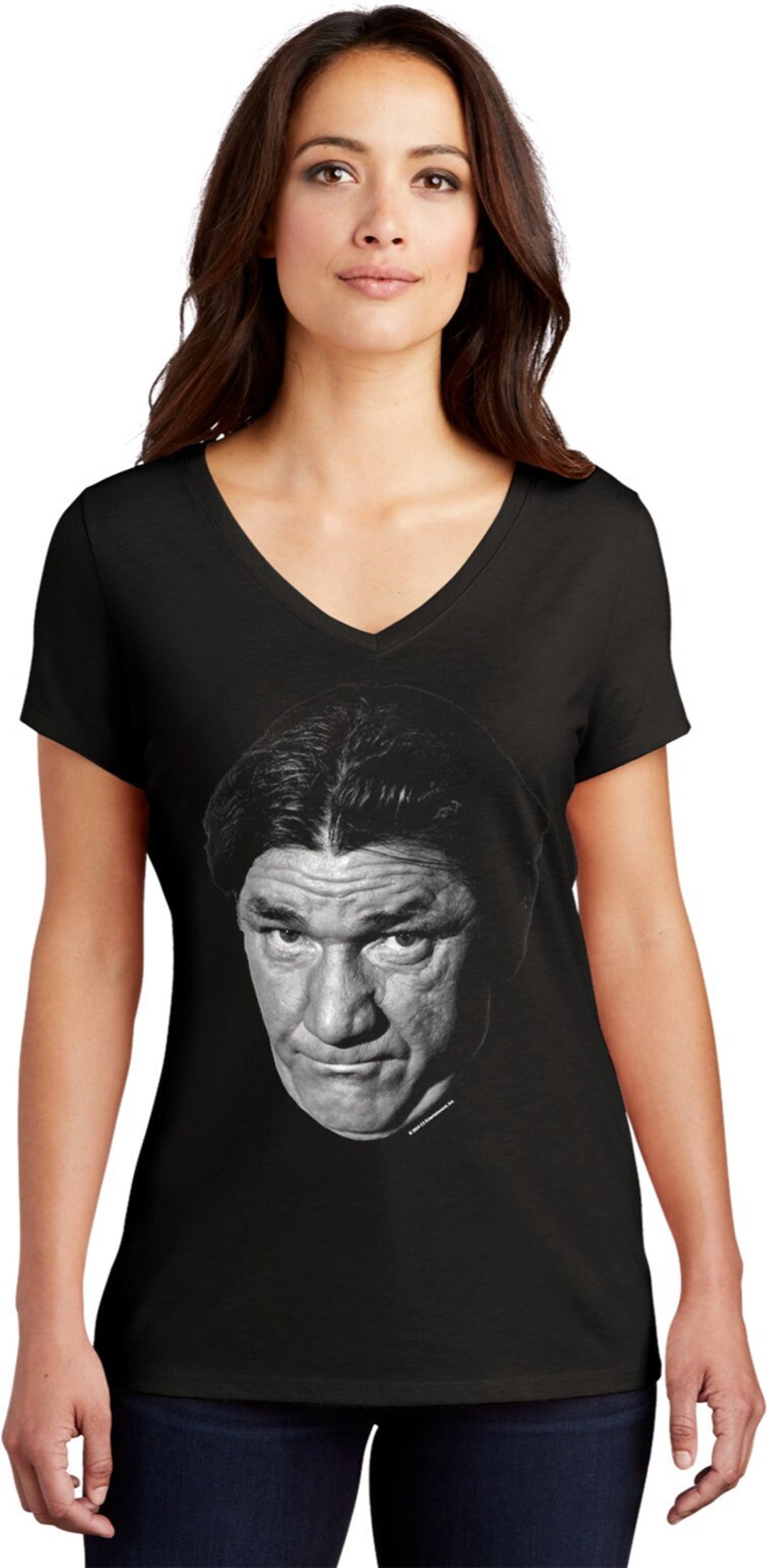 The Three Stooges Shemp Face Ladies Black Tri-blend V-neck Shirt ...