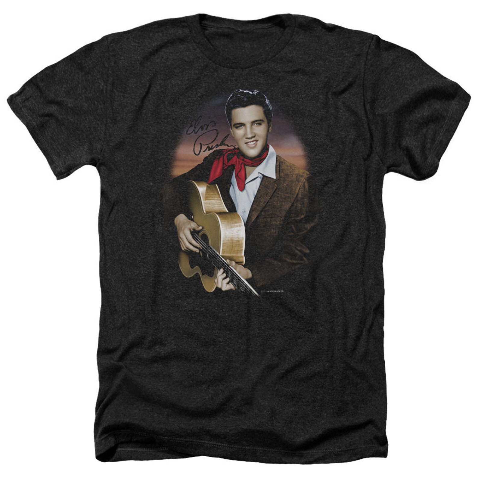 Elvis Presley Red Scarf and Guitar Black Shirts | Etsy