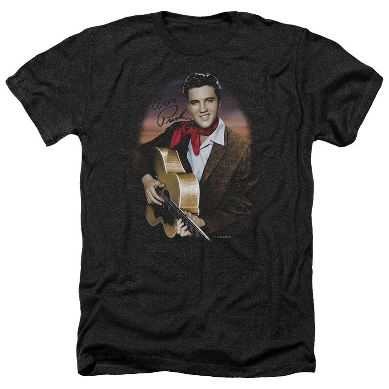 Elvis Presley Red Scarf and Guitar Black Shirts | Etsy