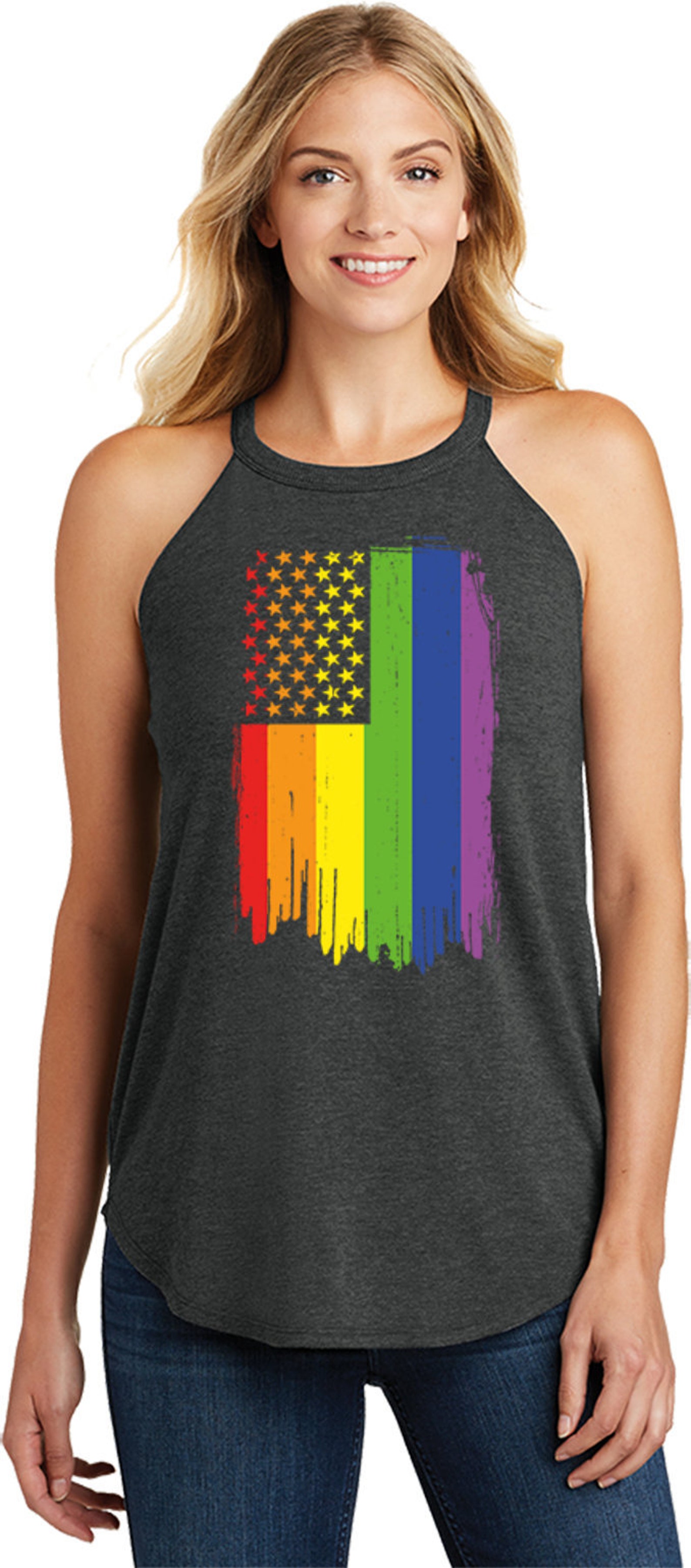 Gay Pride Flag Ladies Tri Blend Rocker Tank Top - Etsy