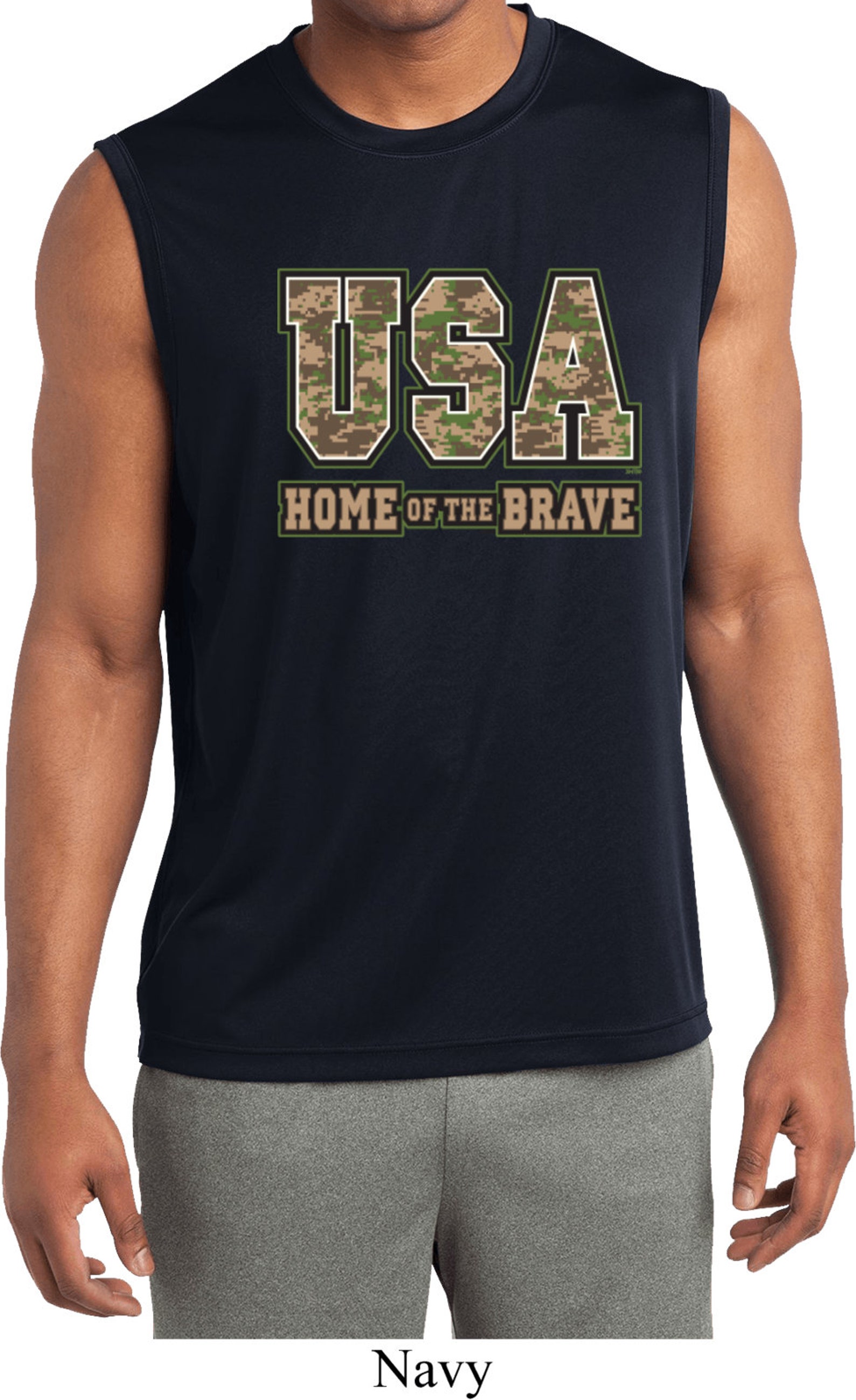 USA Home of the Brave Mens Sleeveless Moisture Wicking Tee T-shirt XIT ...