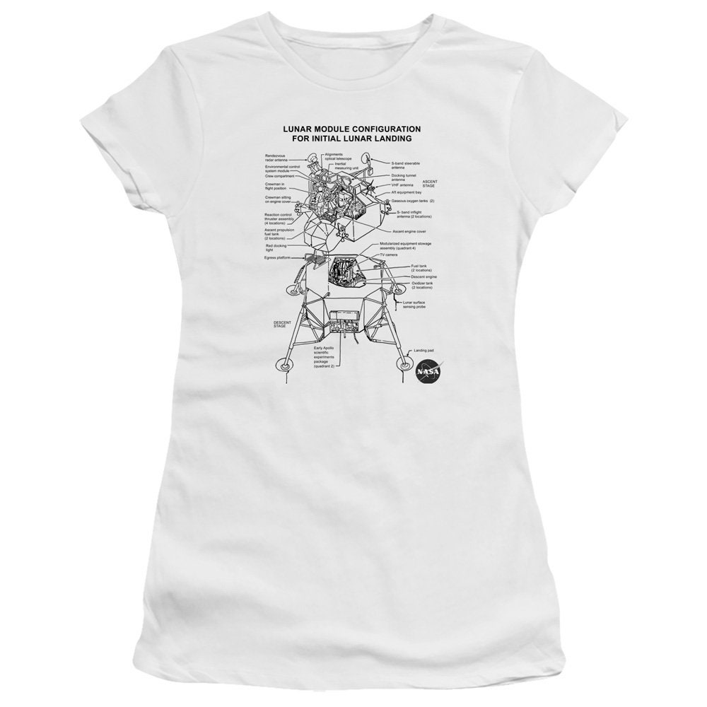 NASA Lunar Module Diagram Juniors and Women White T-Shirts | Etsy