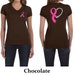 Pink Ribbon Heart Ribbon Front & Back Print Ladies Breast Cancer ...