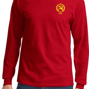 Russian CCCP Crest Pocket Print Long Sleeve Tee T-shirt CCCPCREST-PP ...