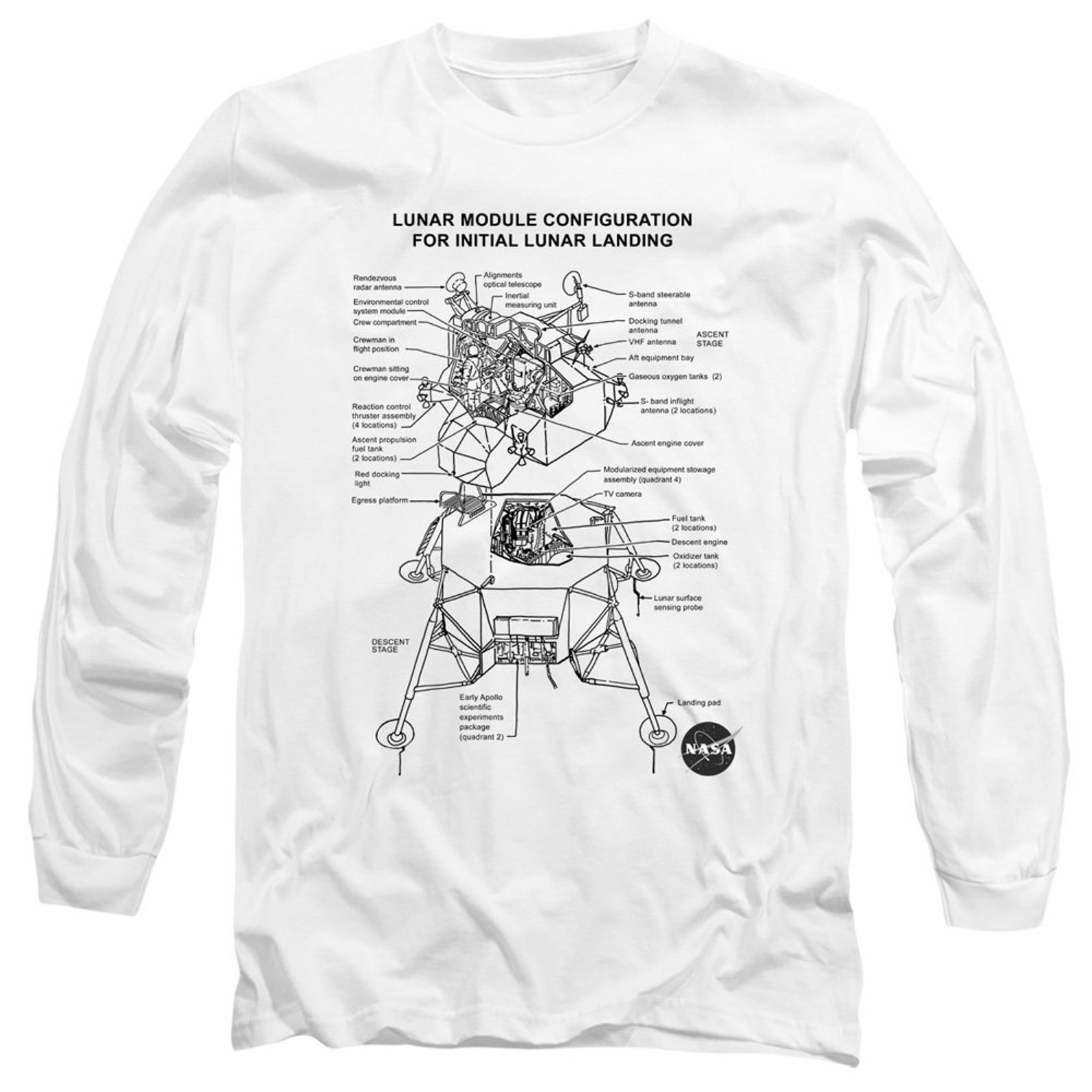 NASA Lunar Module Diagram White Shirts - Etsy