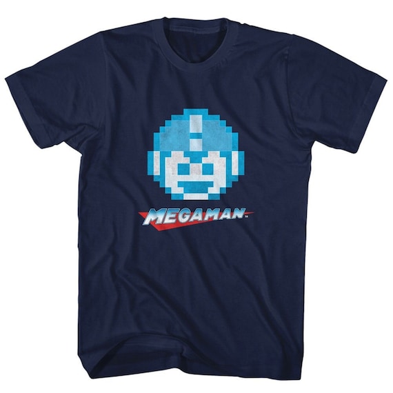 Mega Man Mega Pixel Face Navy Blue Shirts | Etsy