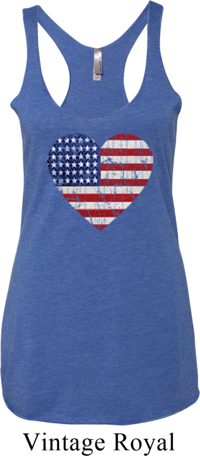Distressed USA Heart Ladies Tri Blend Racerback Tank Top WS-16253 ...