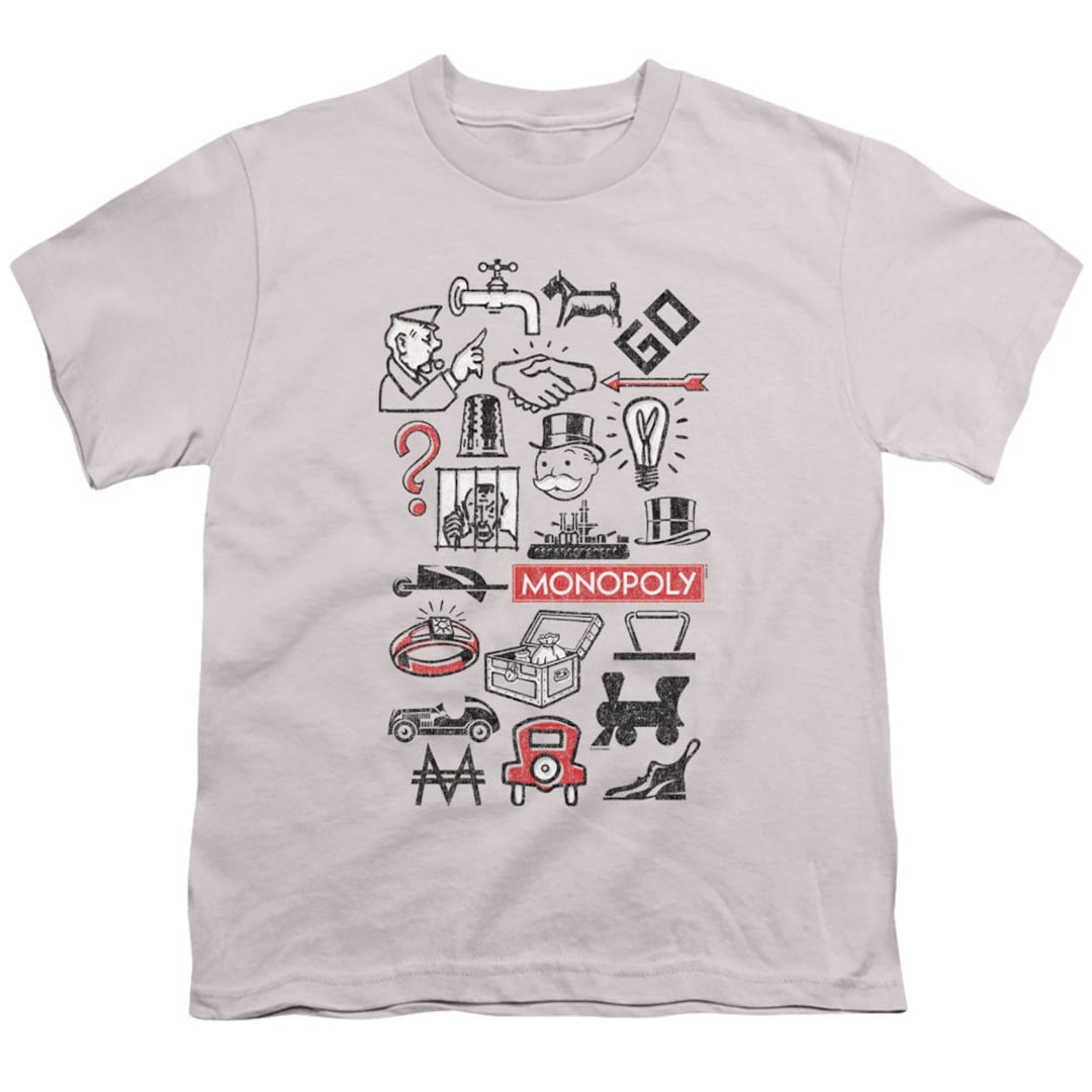 Monopoly Icons Kid's Silver T-shirts - Etsy