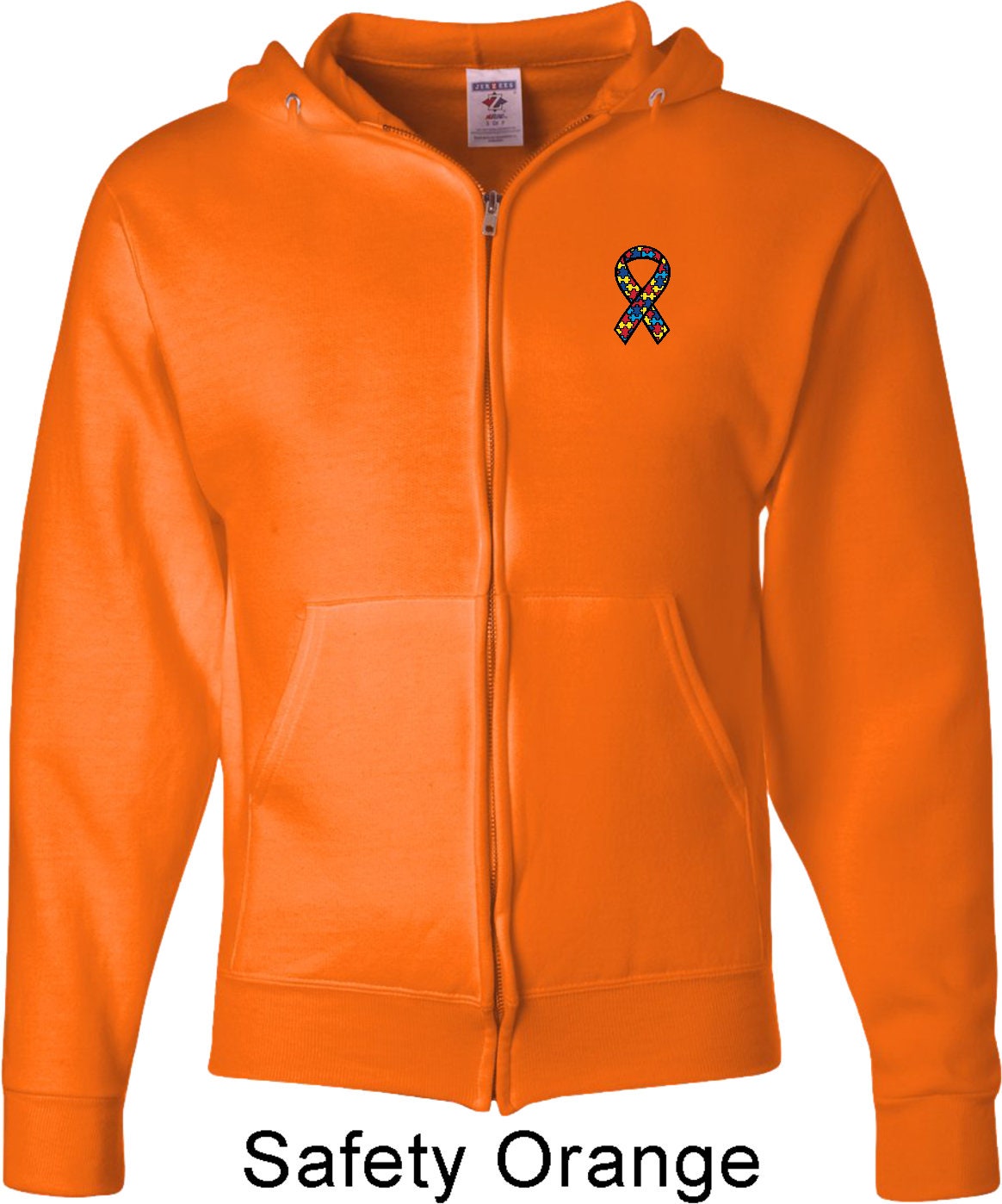 Autism Awareness Ribbon Pocket Print Adult Unisex Full Zip Hoody AUTRIB ...