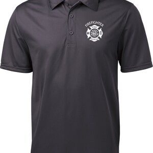 Firefighter Fire Rescue Pocket Print Men's Textured Polo Tee T-shirt ...