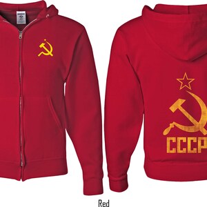Distressed CCCP Front & Back Print Adult Unisex Full Zip Hoody CCCP-FB ...