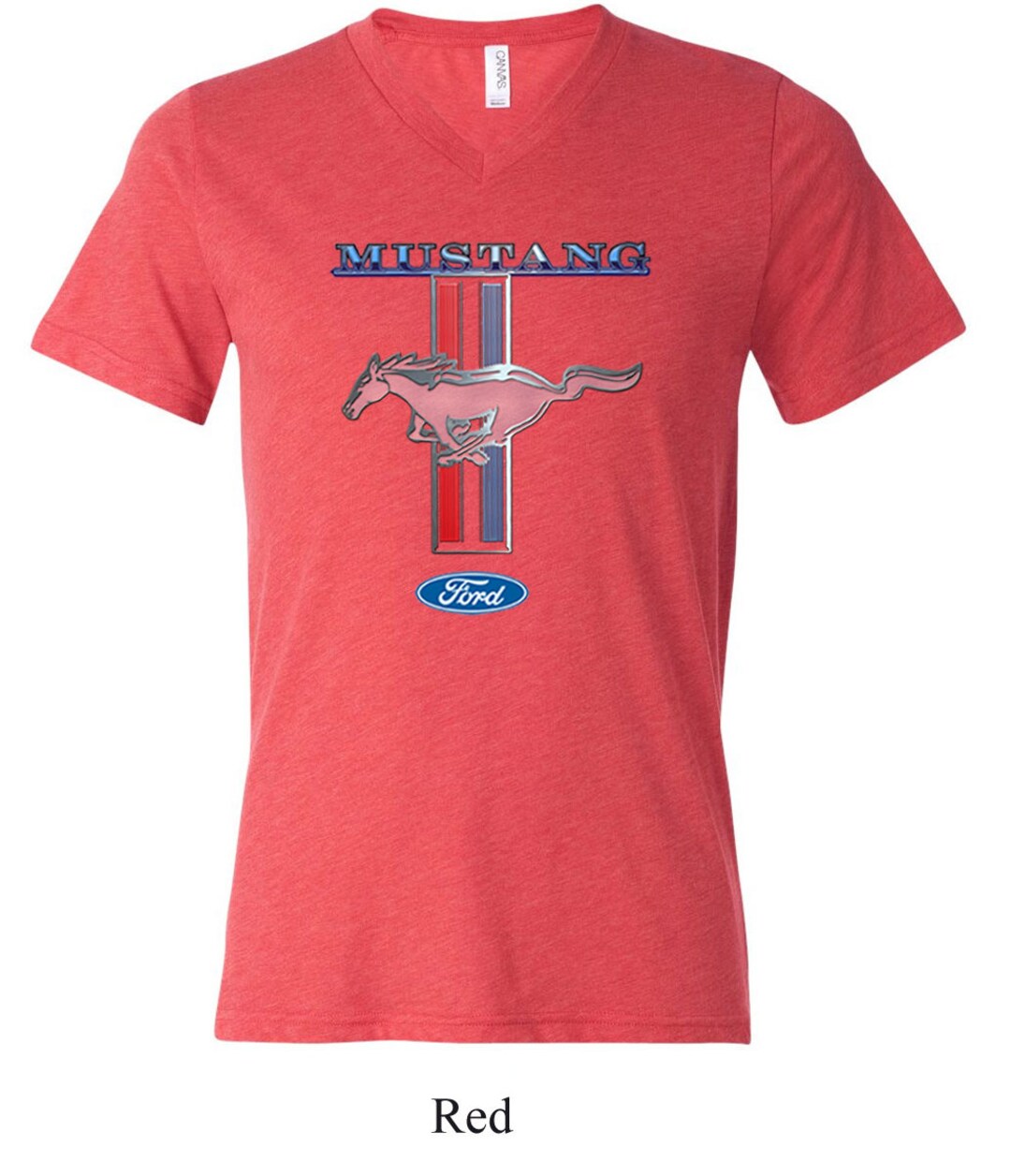 Men's Ford Mustang Shirt Mustang Stripe Tri Blend V-neck Tee T-shirt ...