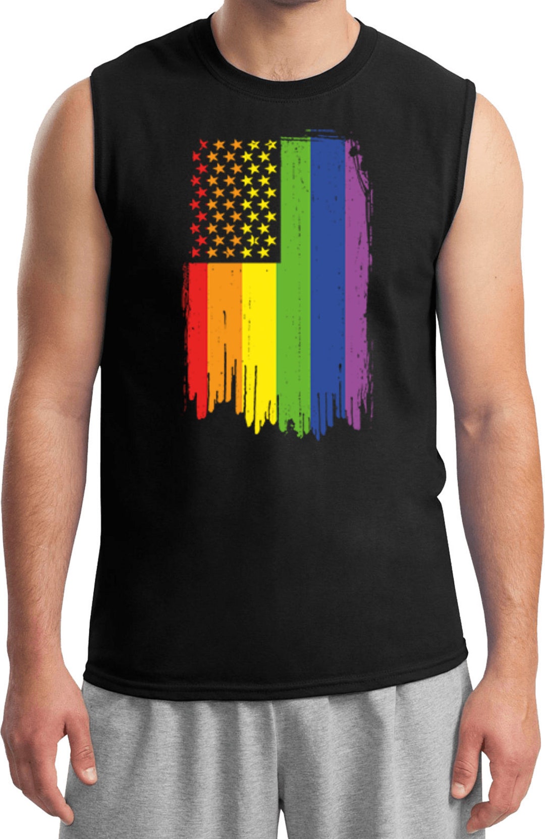 Gay Pride Flag Shirt Rainbow LGBT+ Tee Unisex Muscle Tank Top Pride ...