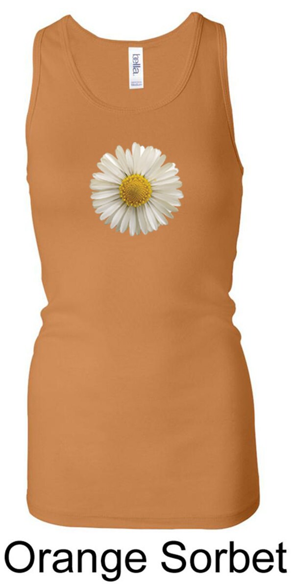 Ladies Flower Tanktop White Daisy Longer Length Racerback Tank - Etsy