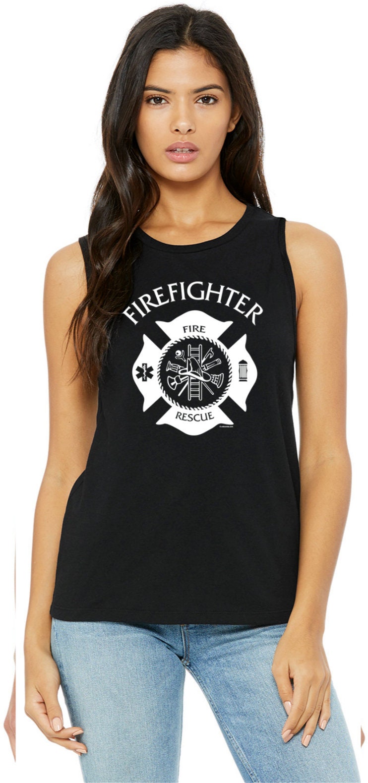 Firefighter Fire Rescue Ladies Muscle Tank Top 22933EL2-B6003 - Etsy