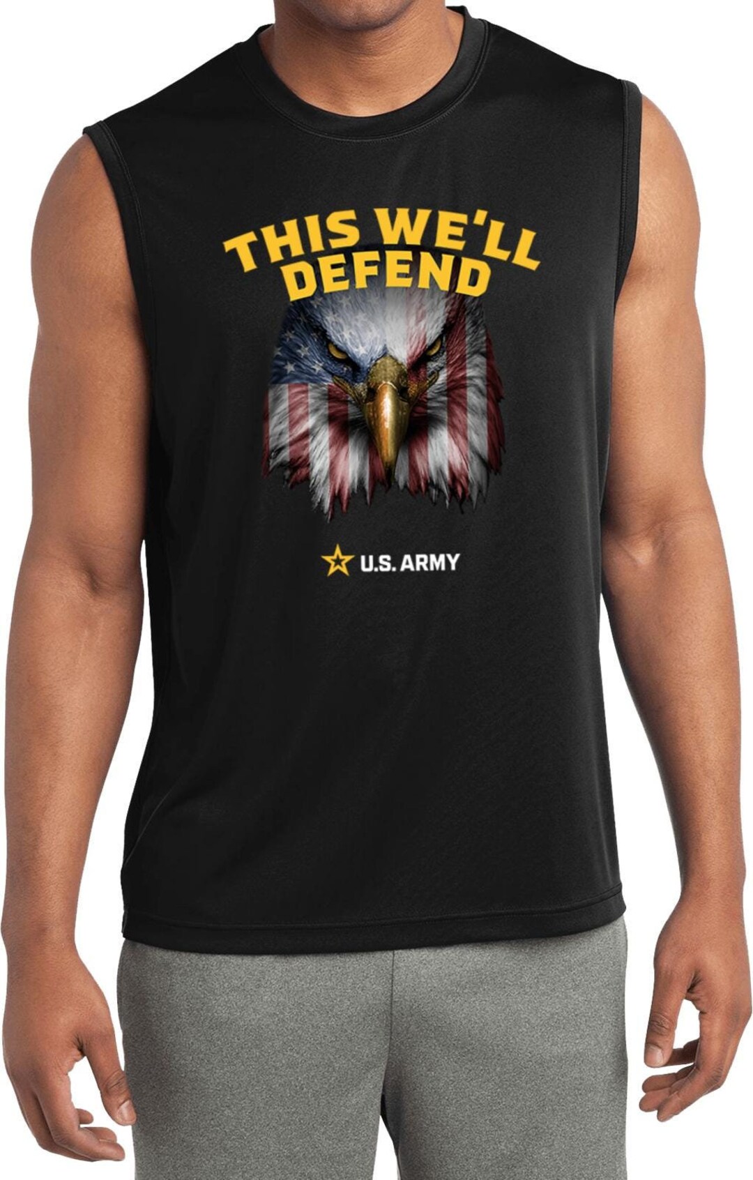 U.S. Army This We'll Defend Eagle Men's Sleeveless Moisture Wicking Tee ...