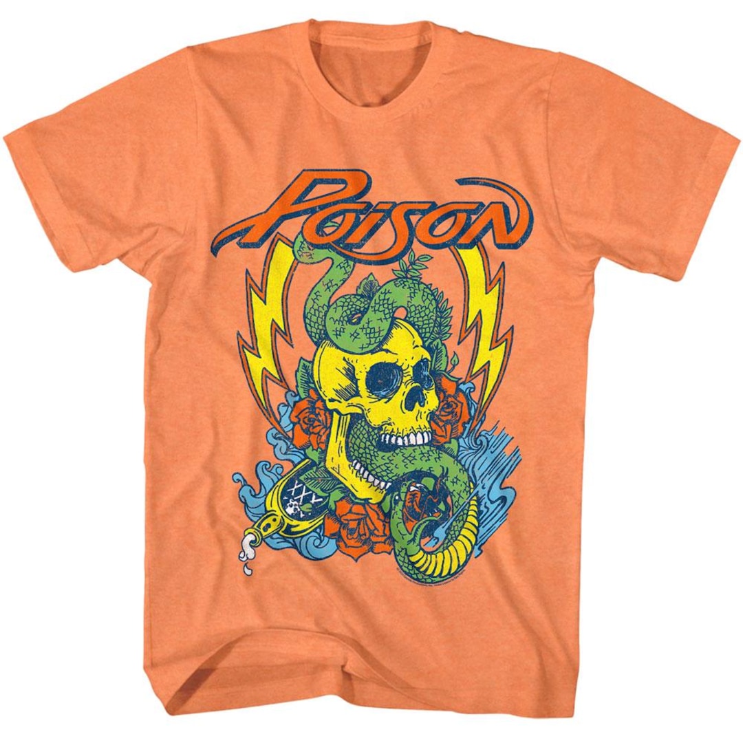 Poison Band T-shirt Heather Orange | Snake Skull Graphic | Rock Tee ...
