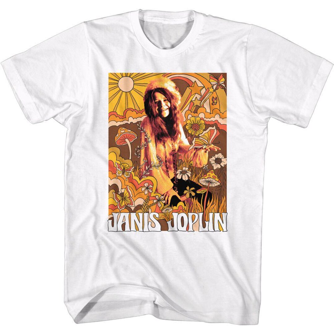 Janis Joplin Artwork Logo White Shirt - Etsy