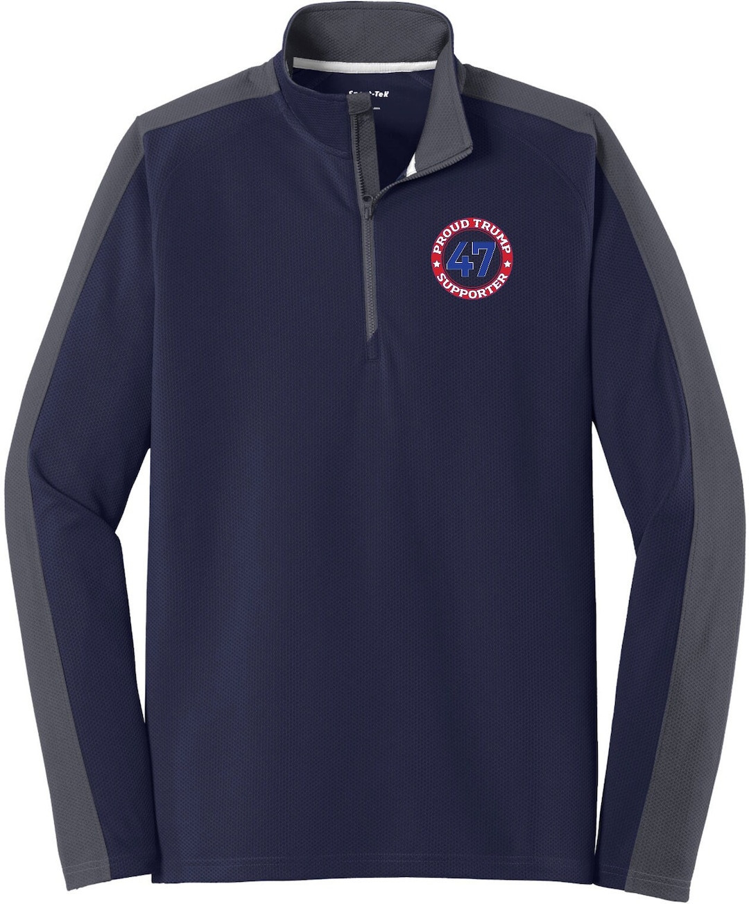 Proud Donald Trump Supporter Chest Print Textured 1/4 Zip Pullover ...