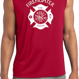 Firefighter Fire Rescue Men's Sleeveless Moisture Wicking Tank Top ...