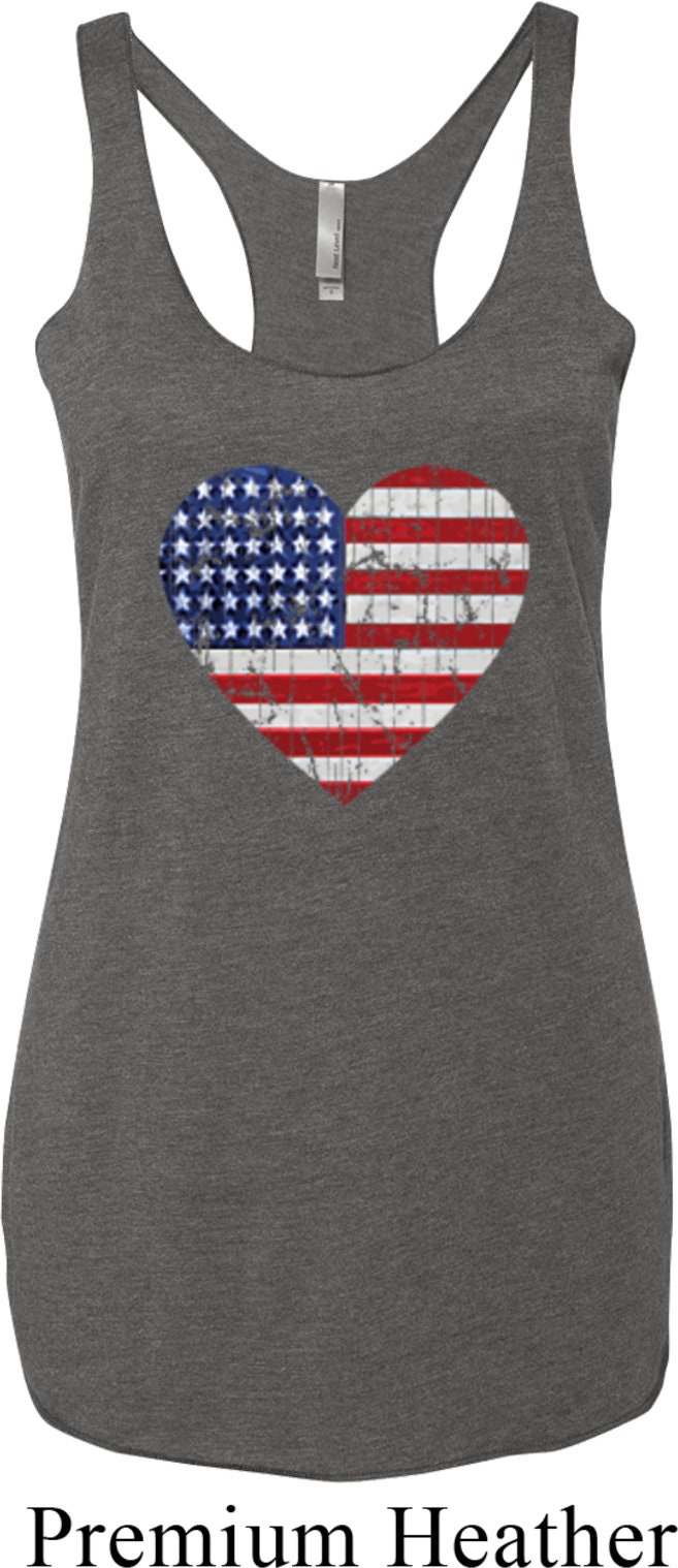 Distressed USA Heart Ladies Tri Blend Racerback Tank Top WS-16253 ...