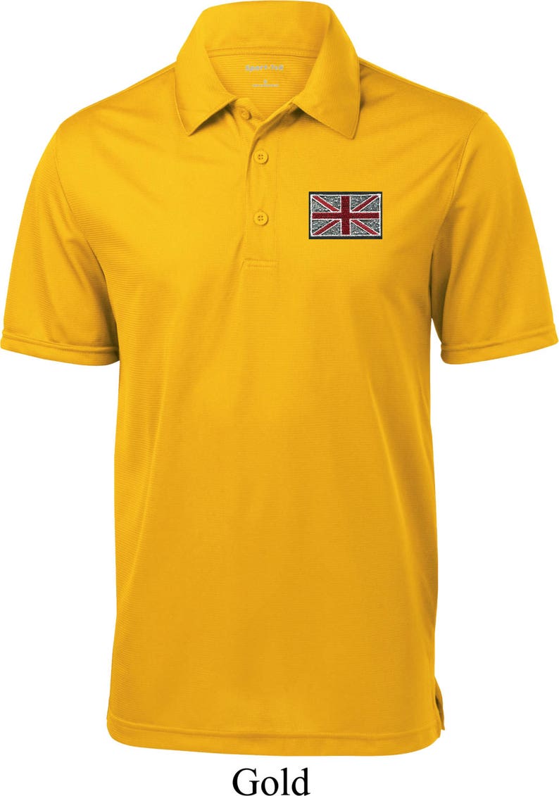 Men’s Union Jack Patch Polo Shirt British Flag Shirt UK England Casual ...