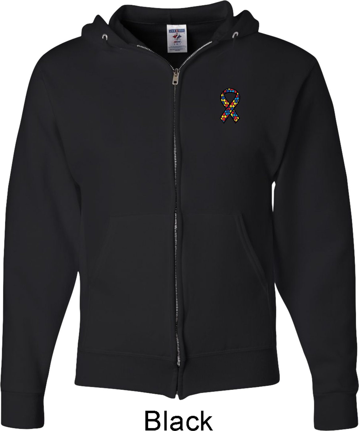 Autism Awareness Ribbon Pocket Print Adult Unisex Full Zip Hoody AUTRIB ...
