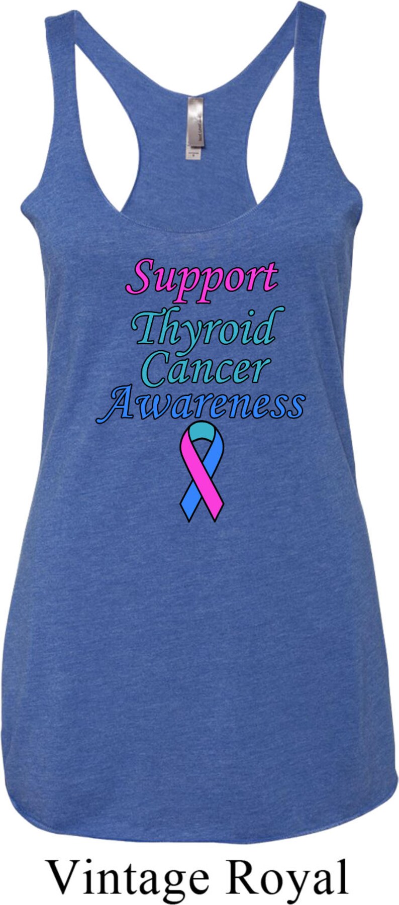 Ladies Support Thyroid Cancer Awareness Tri Blend Racerback Tank Top ...