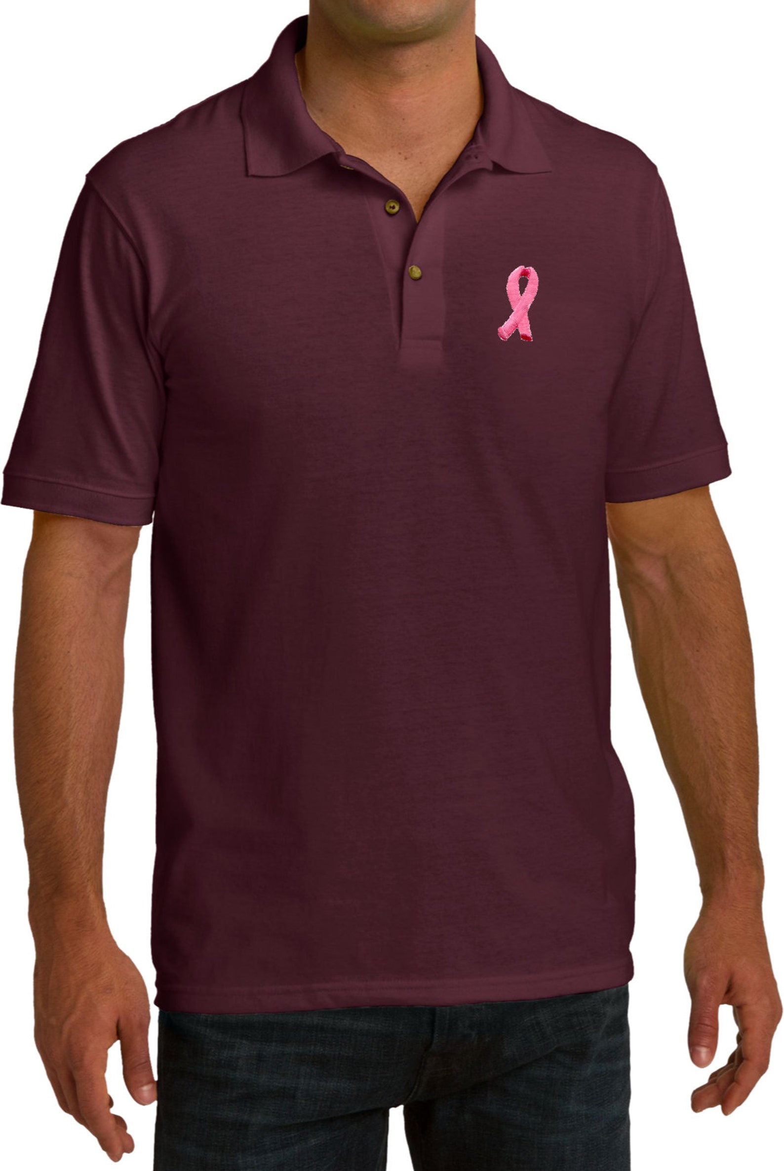 Men's Breast Cancer Awareness Embroidered Pink Ribbon - Etsy