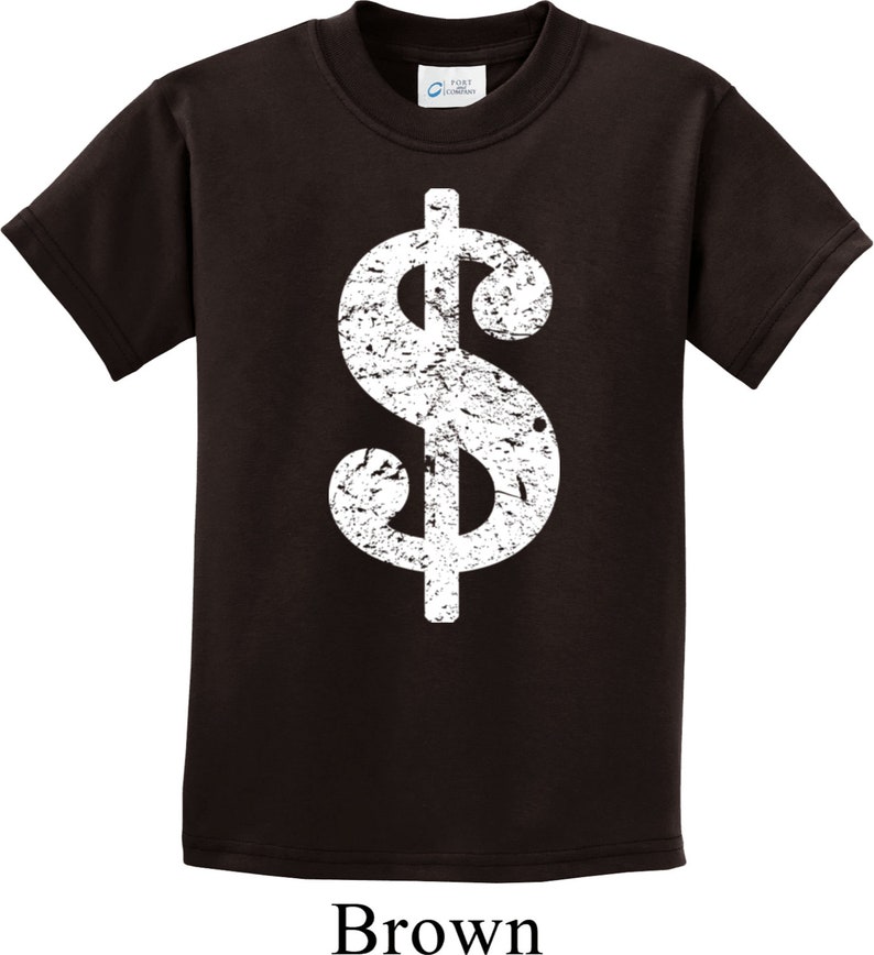 Kid's Distressed Dollar Sign T-shirt DOLLAR-PC61Y - Etsy