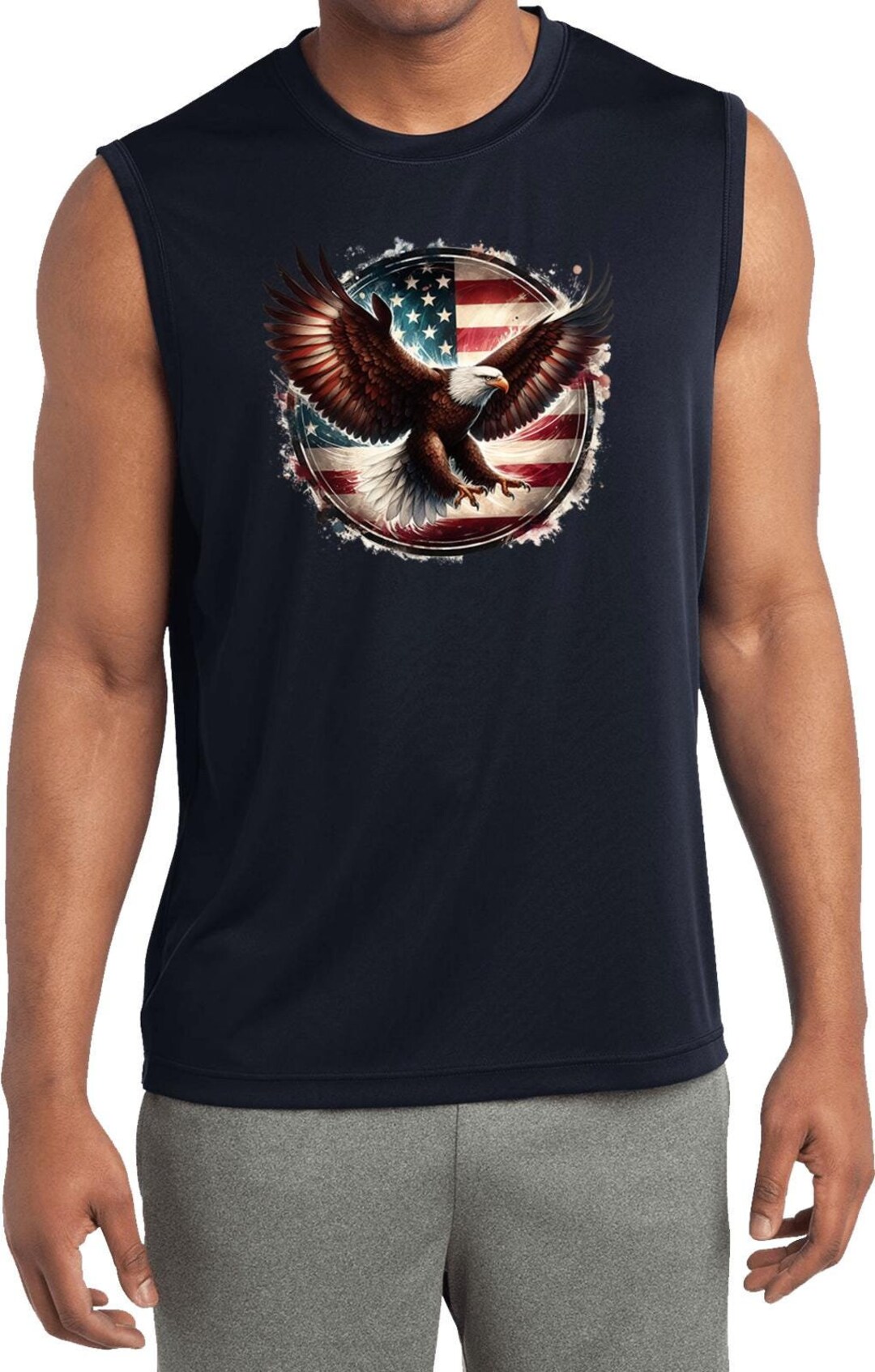 USA Eagle Circle Men's Sleeveless Moisture Wicking T-shirt 27044D3 ...