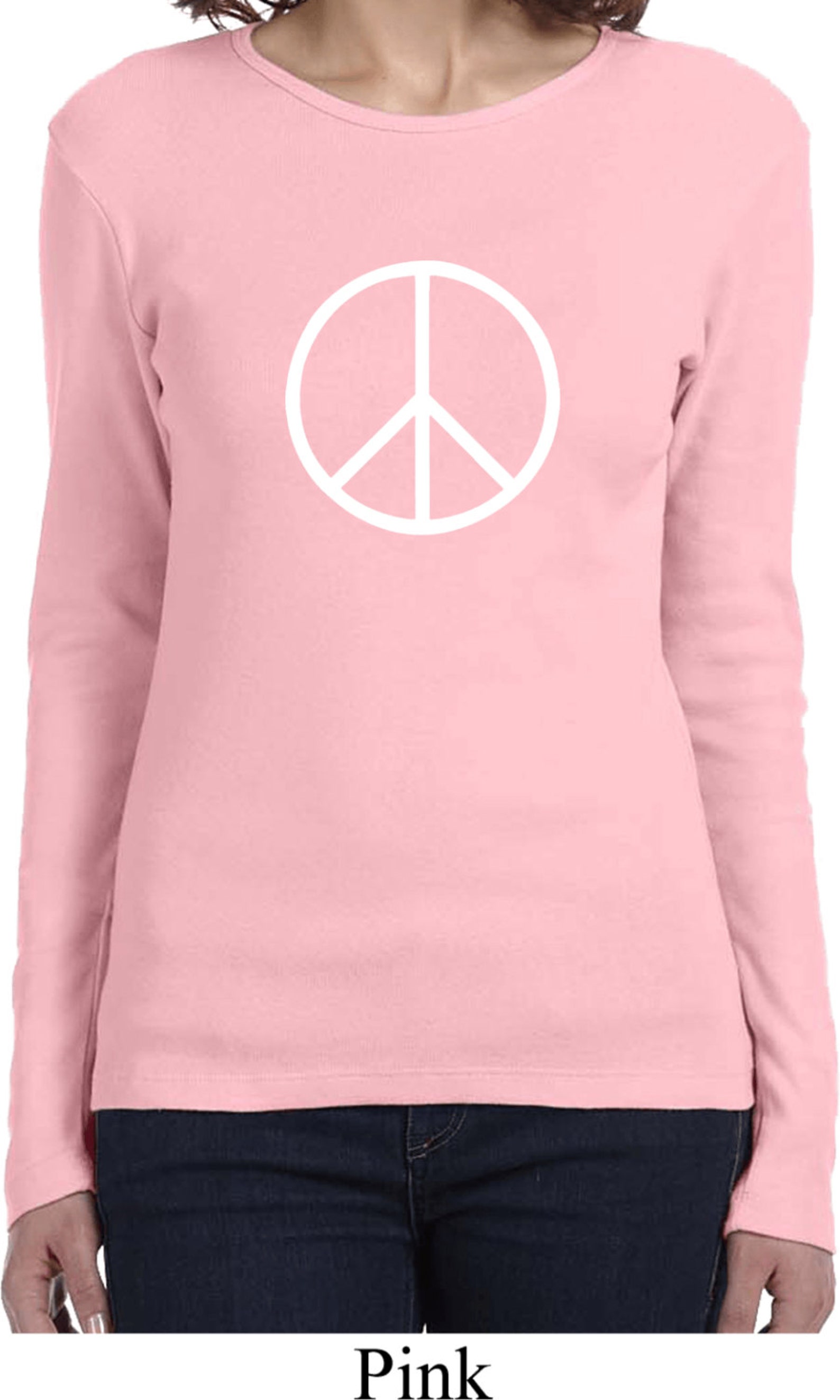 Ladies Peace Shirt Basic White Peace Long Sleeve Tee T-shirt | Etsy