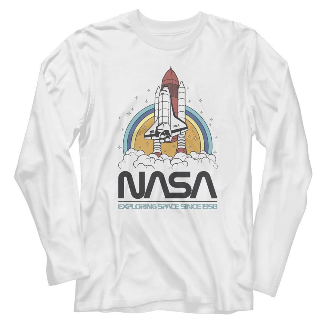 NASA Exploring Space Since 1958 White Long Sleeve Shirts - Etsy