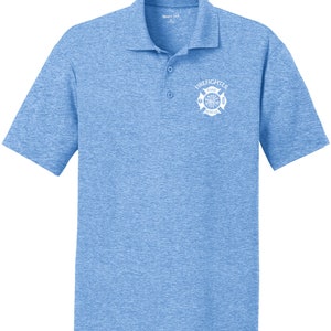 Firefighter Fire Rescue Front & Back Print Men's Textured Polo Tee T ...