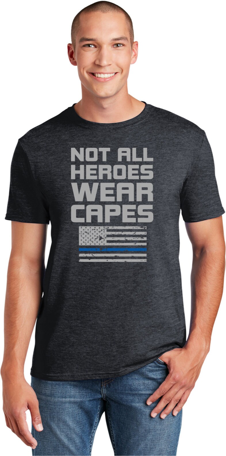 Not All Heroes Wear Capes Police Officers Thin Blue Line Soft Style T ...