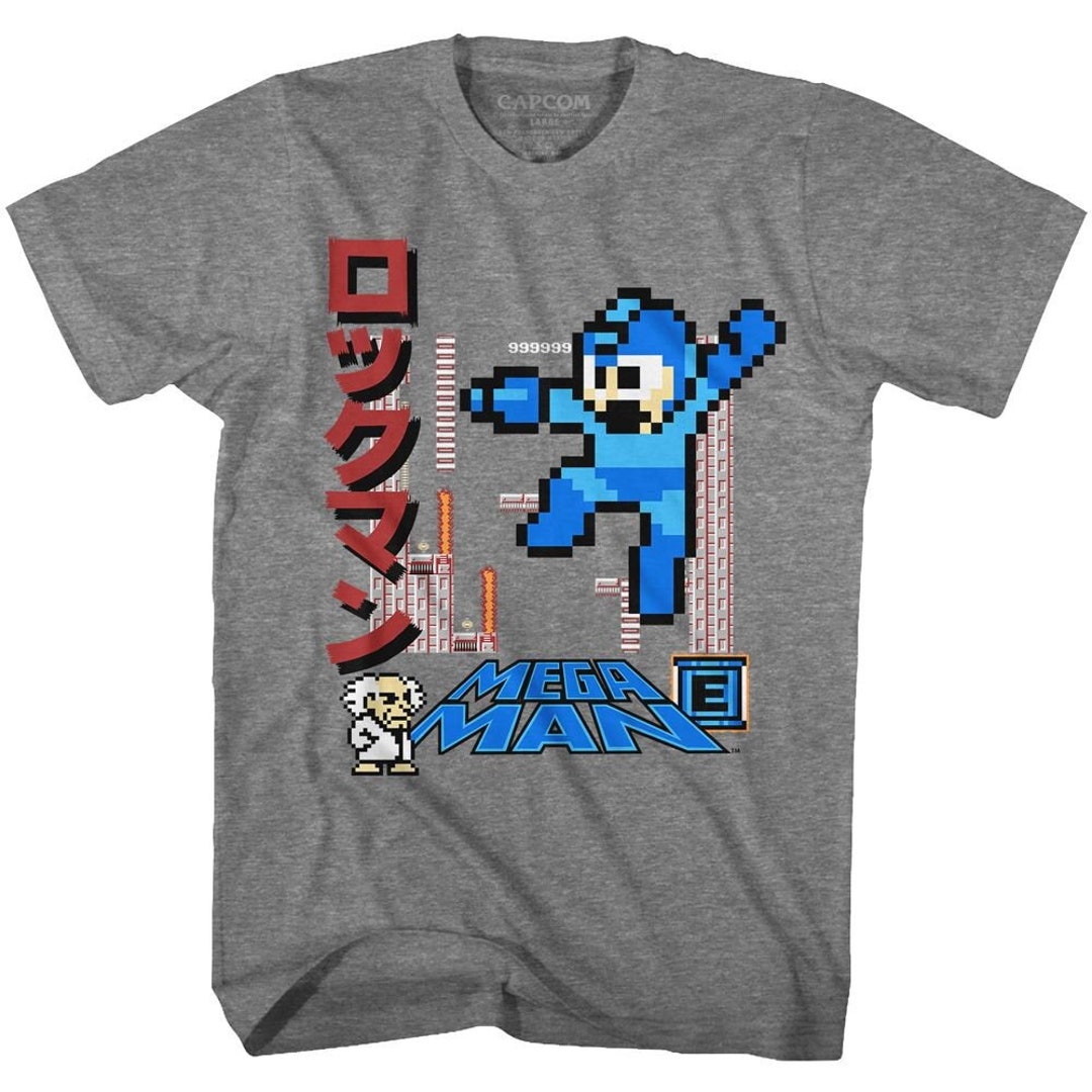 Mega Man Digital Logo Heather Gray Shirts - Etsy