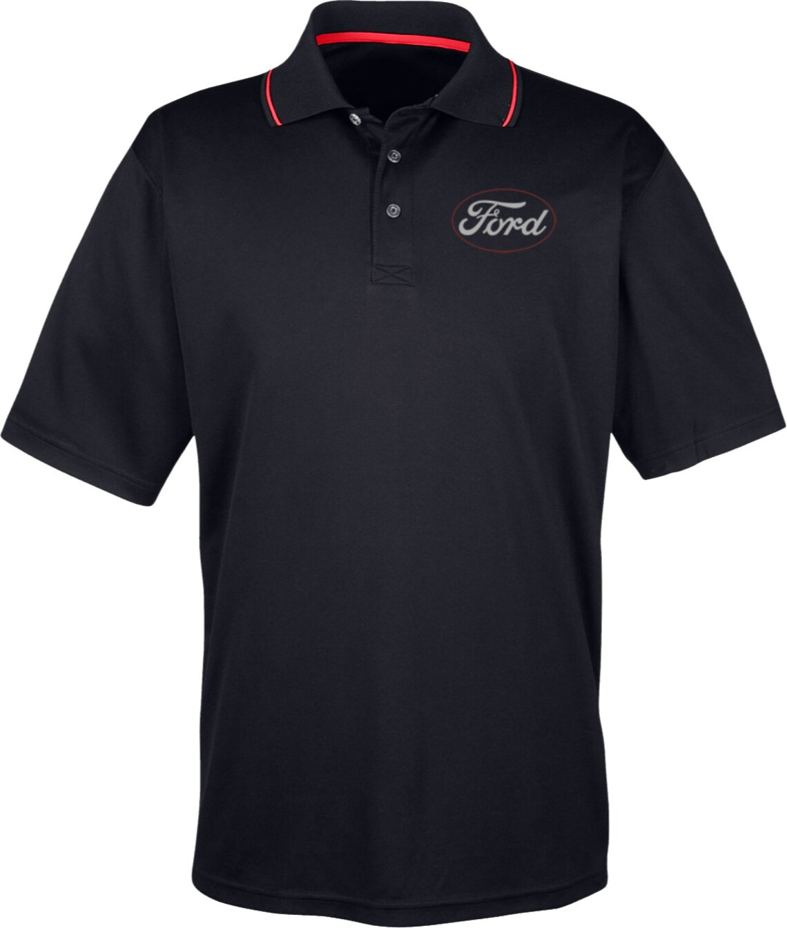 White Ford Logo Pocket Print Men's Cool & Dry Two Tone Polo Shirt ...