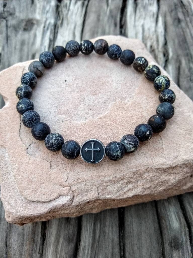 Cross Bracelet. Handmade Beaded Vintage Style. | Etsy